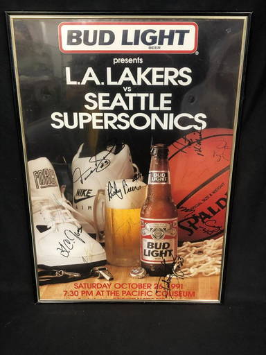 Multi Signed Bud Light Poster W/ Ricky Pierce +more...