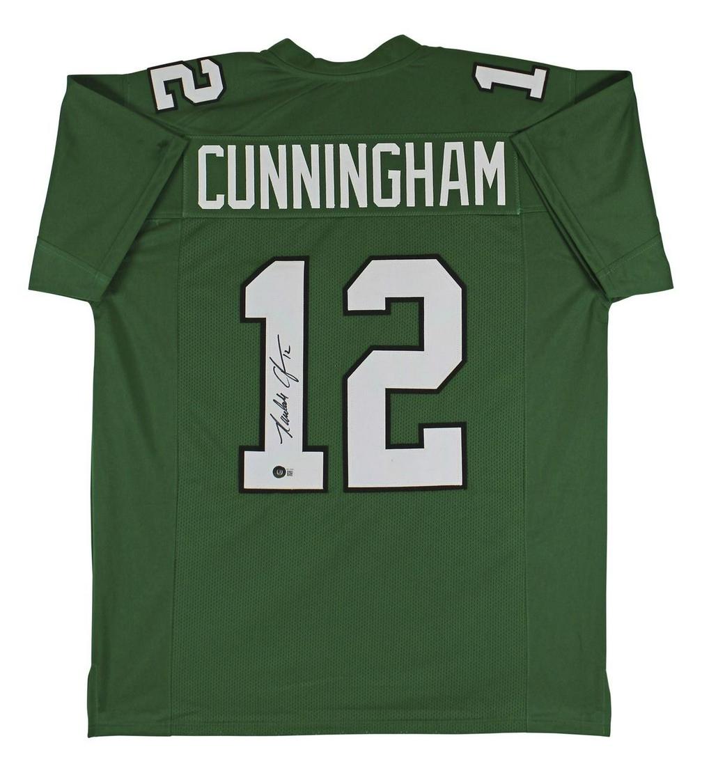 Randall Cunningham Authentic Signed Green Pro Style Jersey (beckett)