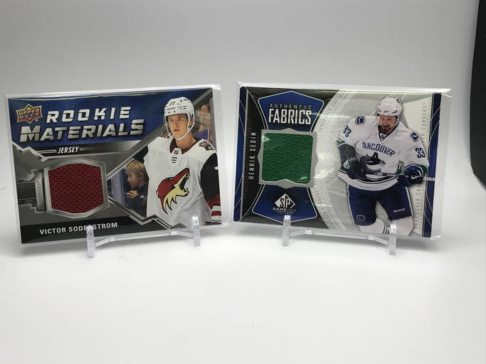 Henrik Sedin And Victor Soderstrom Mint Rookie Jersey Patch Cards
