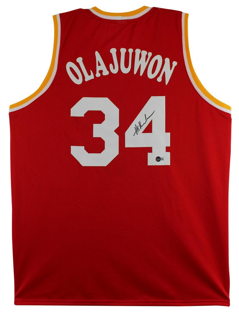 Hakeem Olajuwon Signed Houston Rockets Basketball Jersey (beckett Coa)