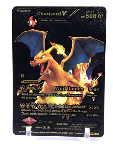 Limited Edition Pokemon Charizard V Evolution 508hp Black Foil Fan Art ...