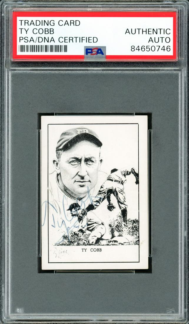 Ty Cobb Autographed Baseball Card (psa)