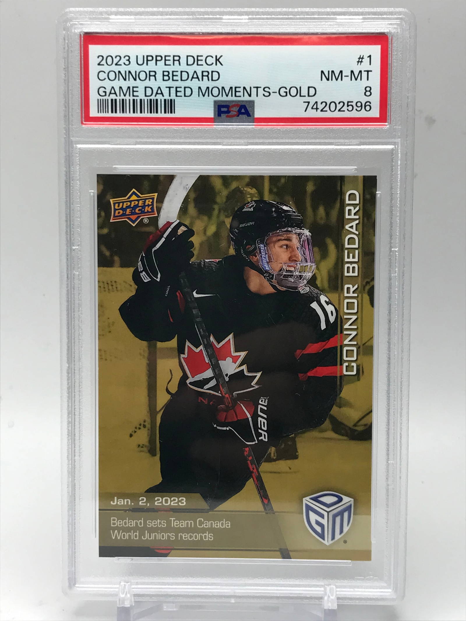 2023 Upper Deak No,1 Connor Bedard Game Dated Moments-gold Psa Graded 8 ...