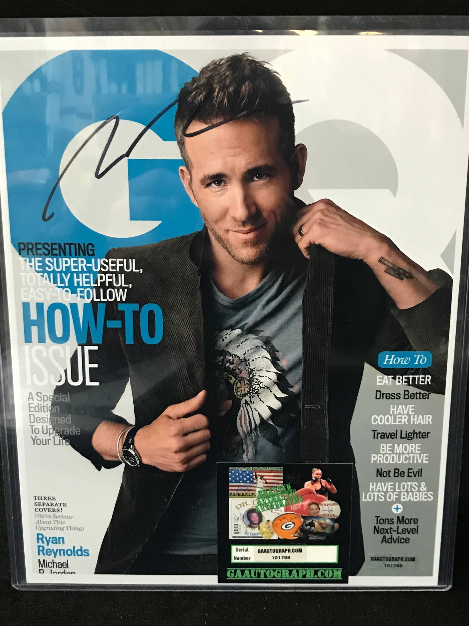 Signed Ryan Reynolds Gq Magazine Gaa Coa Auction