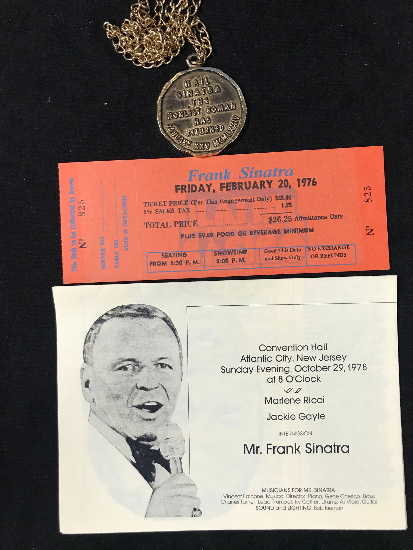 Frank Sinatra Back Stage Passes And Concert Ticket Lot Auction