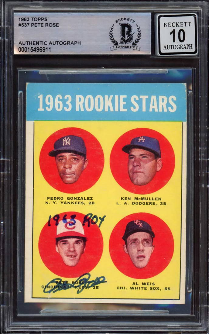 1963 Topps Pete Rose Signed Rookie Card (beckett 10) Auction