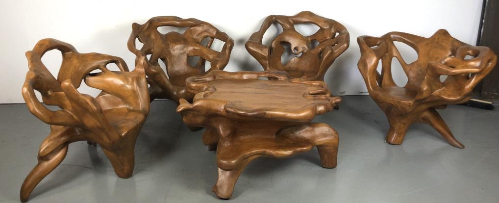 5 Piece Teak Root Set - Jul 18, 2022 | The Auction Barn LLC. in CT