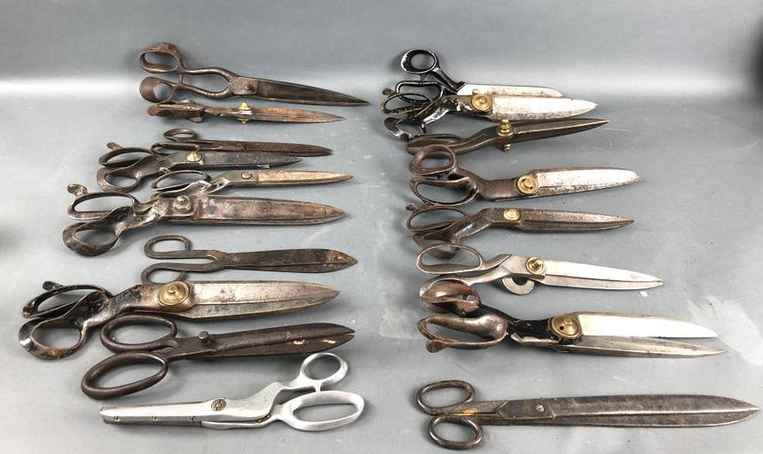 Group Of 18 Large Fabric Scissors