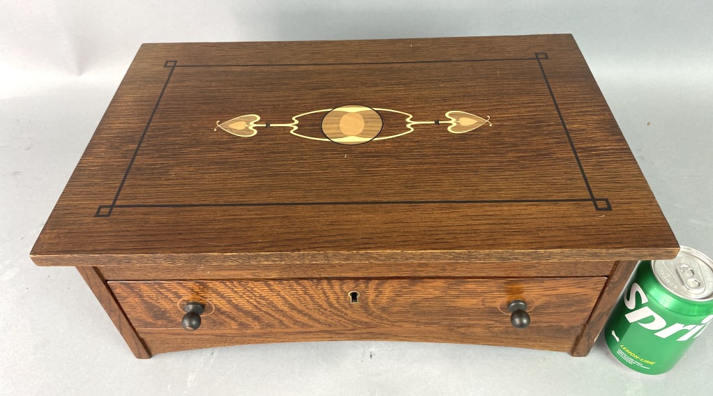 Stickley Inlaid Oak Jewelry Box Auction