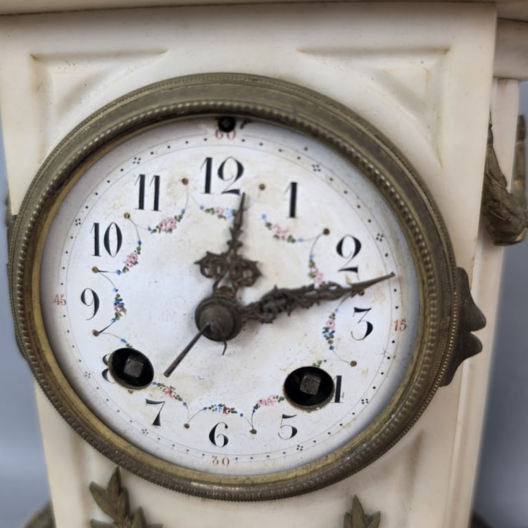 French Style Marble & Bronze Mantel Clock Auction