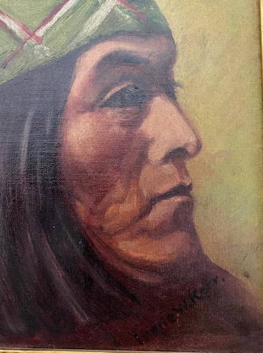 Original Indian Oil Painting By Irene W. Kerr Ca 1930