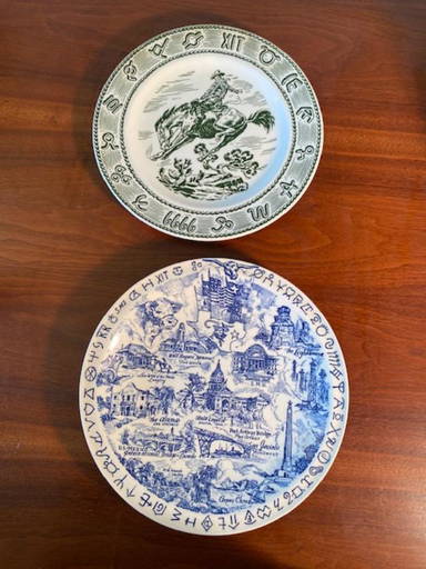 Lot Of 2 Western Plates Cowboy Cattle Brands
