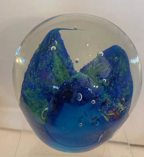 Studio Art Glass Paperweight Sea Earth