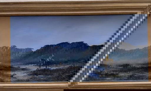 Large Lester Hughes Original Oil Painting El Paso Texas Artist