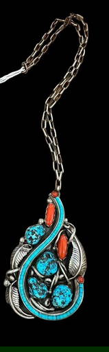 Darrell Victor Signed Navajo Sterling Pendant Necklace