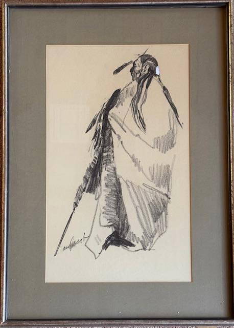 Buy Original Ned Jacobs (1938) Signed Charcoal Painting "bull Tail" | Cowboy Joe's Antiques In Nm