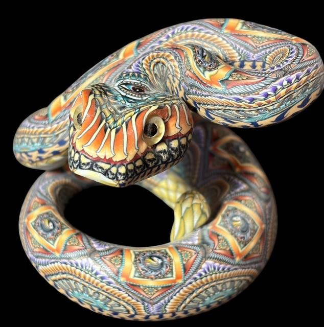 John Stuart Anderson Polymer Clay Coiled Rattle Snake Figure Auction