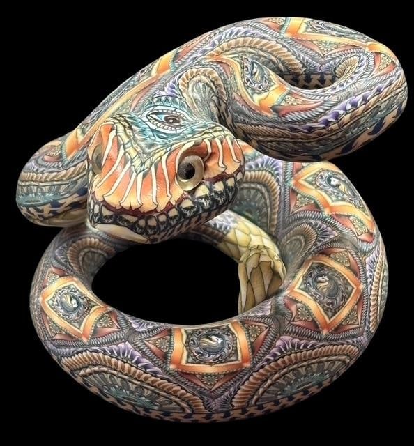 John Stuart Anderson Polymer Clay Coiled Rattle Snake Figure Auction
