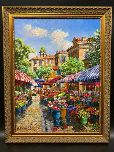 Buy Sam Park Nice Flower Market FRAMED Emb S/N LE Canvas | Deluxe Fine ...