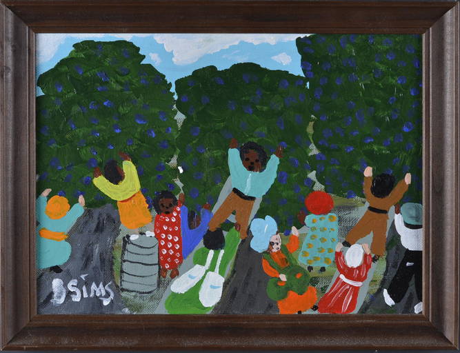 Bernice Sims Folk Art Painting (blue Berry)