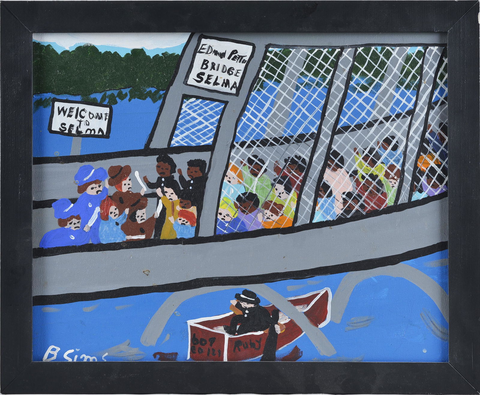 Bernice Sims Folk Art Painting (selma Bridge)