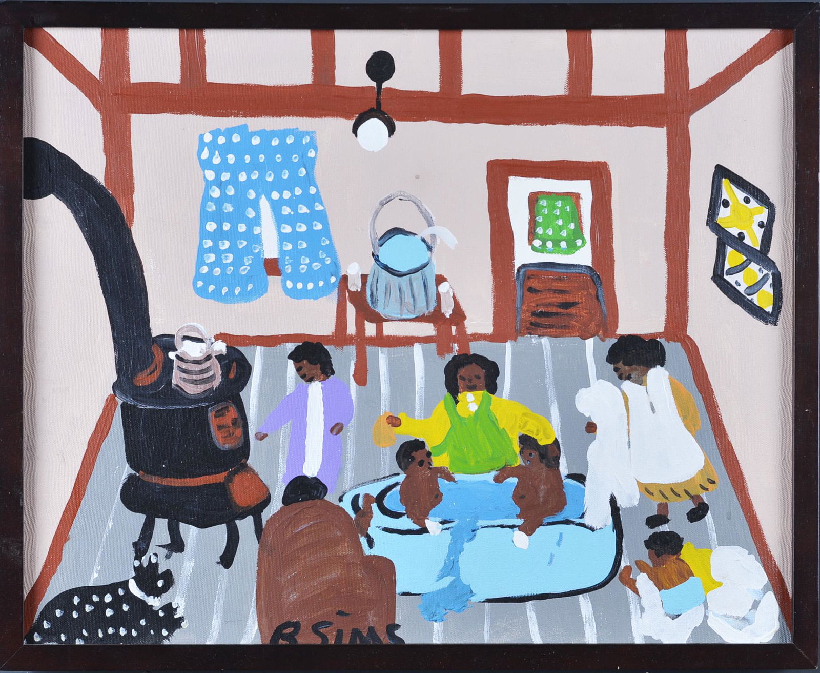 Bernice Sims Folk Art Painting (bath Time)