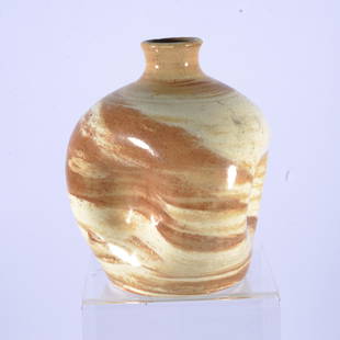 North Carolina Propst Pottery Signed Swirl Pinch Bottle