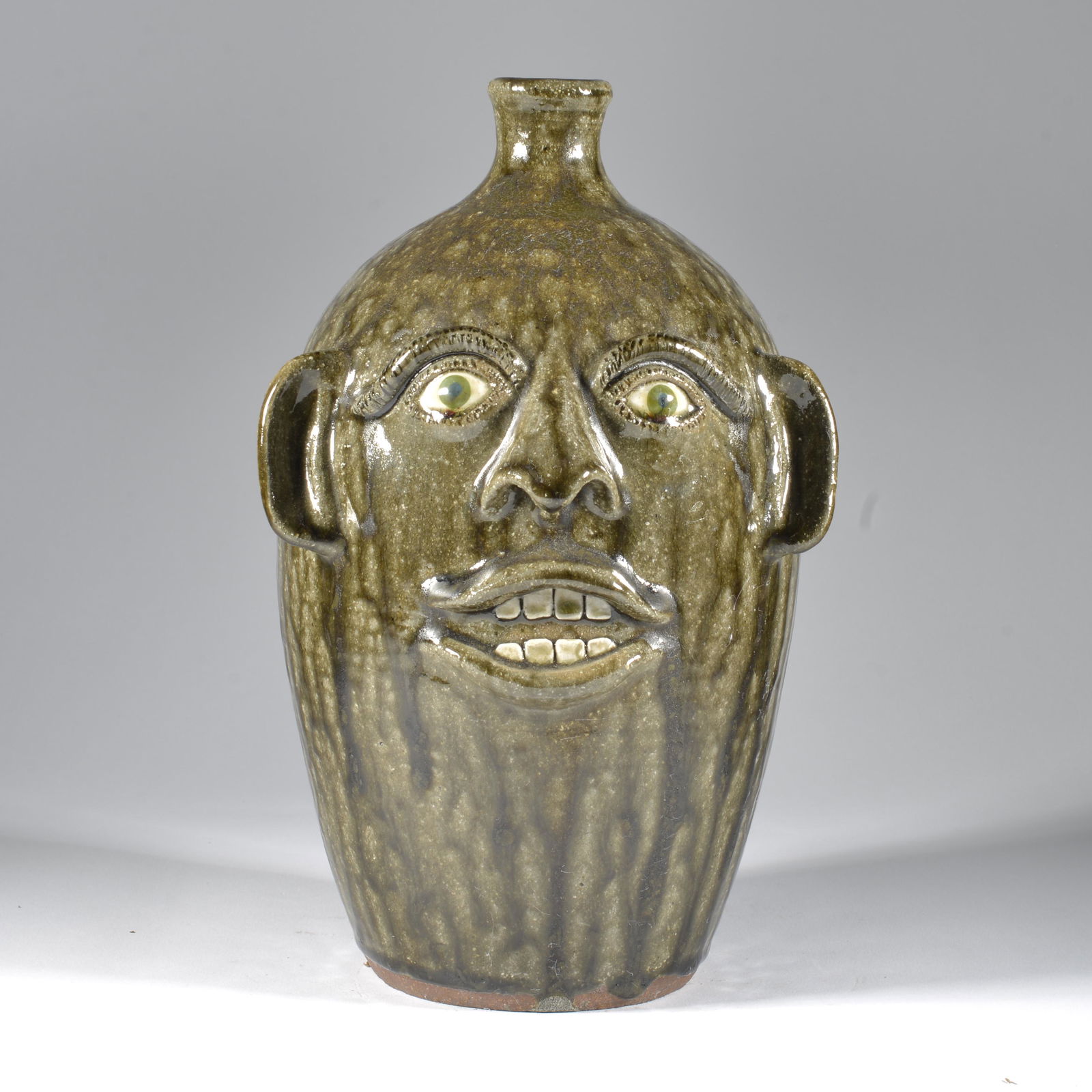 Joe Reinhardt Face Jug Drippy Alkaline Catawba Valley Nc Pottery