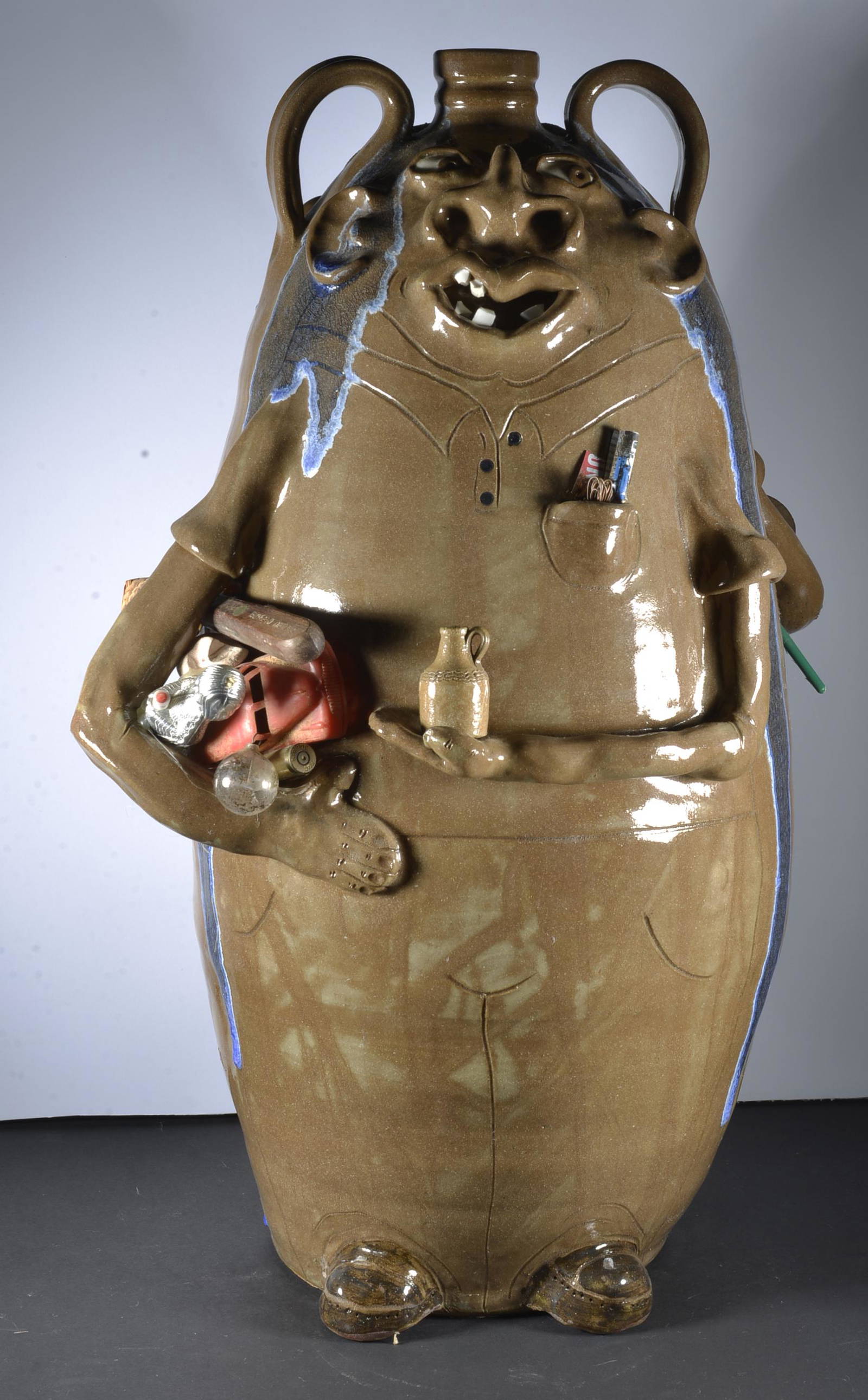 JOE REINHARDT MONUMENTAL FACE JUG PEANUT MAN DOUBLE FACE JUG (#0009) on ...