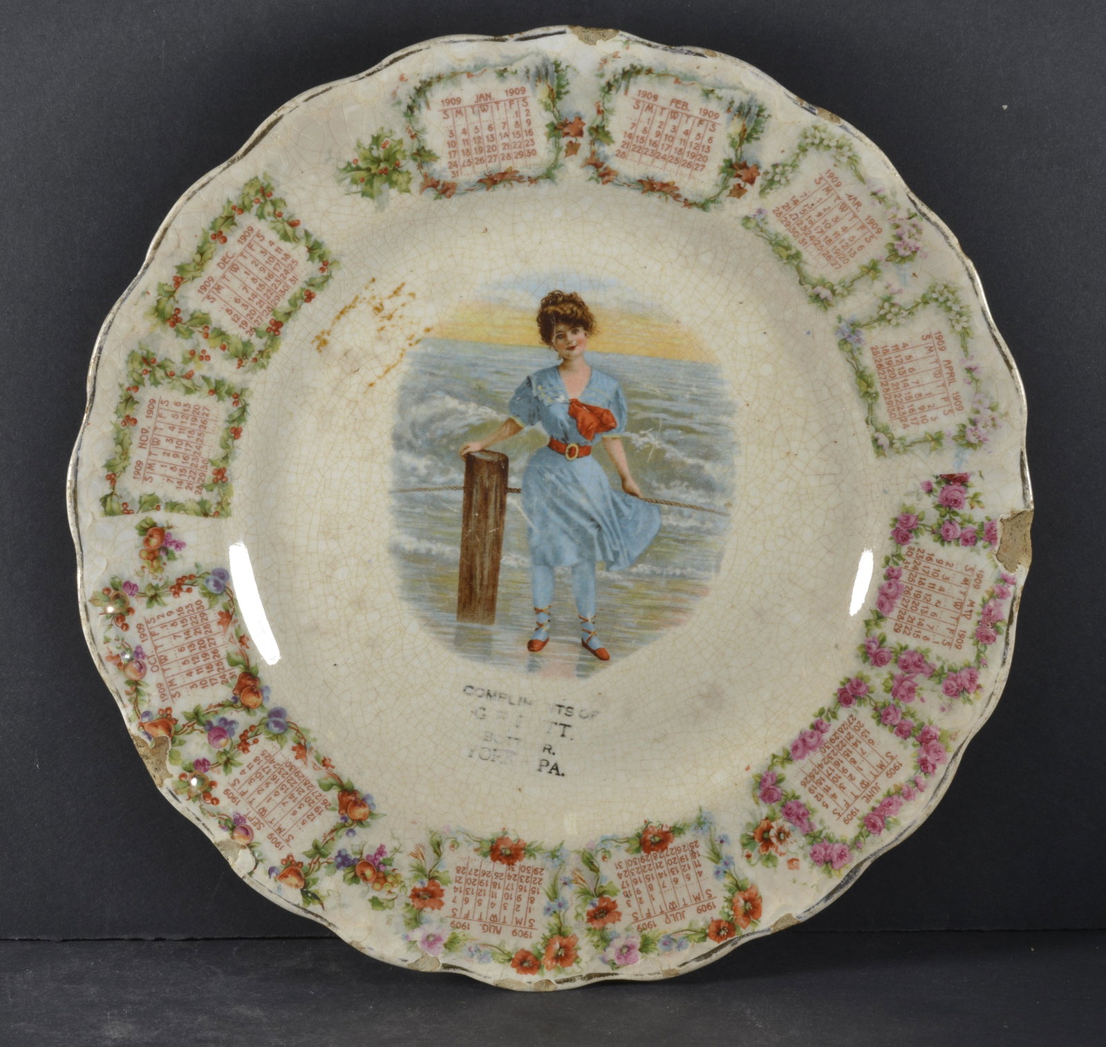 1909 Victorian Calendar Plate