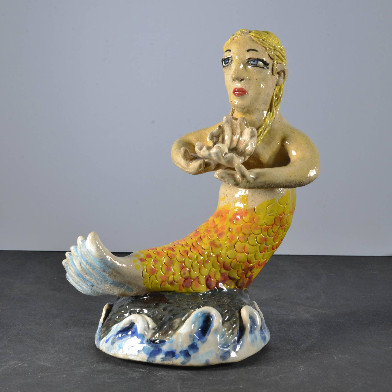 STACY LAMBERT FOLK ART POTTERY MERMAID FIGURAL (#0008) on Apr 07, 2023 ...