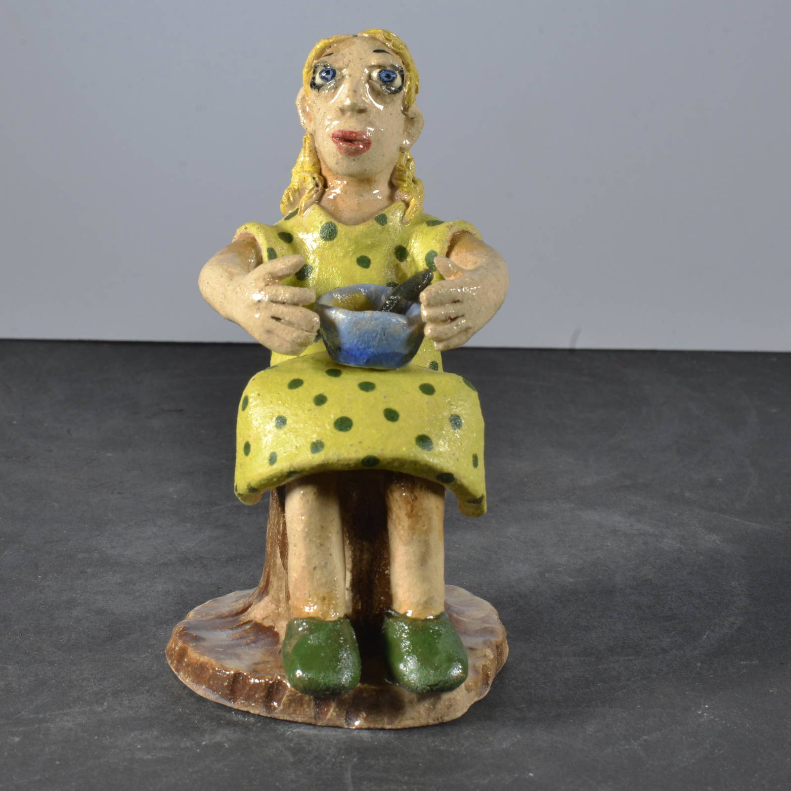 STACY LAMBERT FOLK ART POTTERY MS. MUFFETT FIGURAL (#0009) on Apr 07 ...