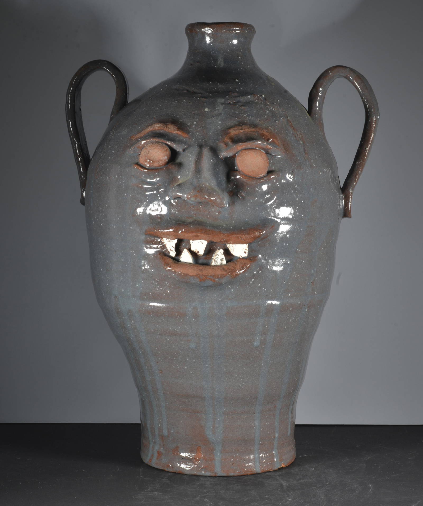 Roger Hicks Pottery Double Hanlded Blue Face Jug Auction