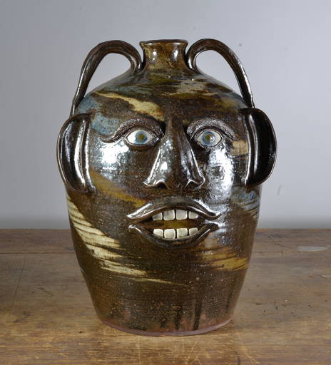 Joe Reinhardt Double Handled Swirl Face Jug Face Jug