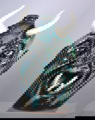 Lynn Walton Green Devil Face Jug