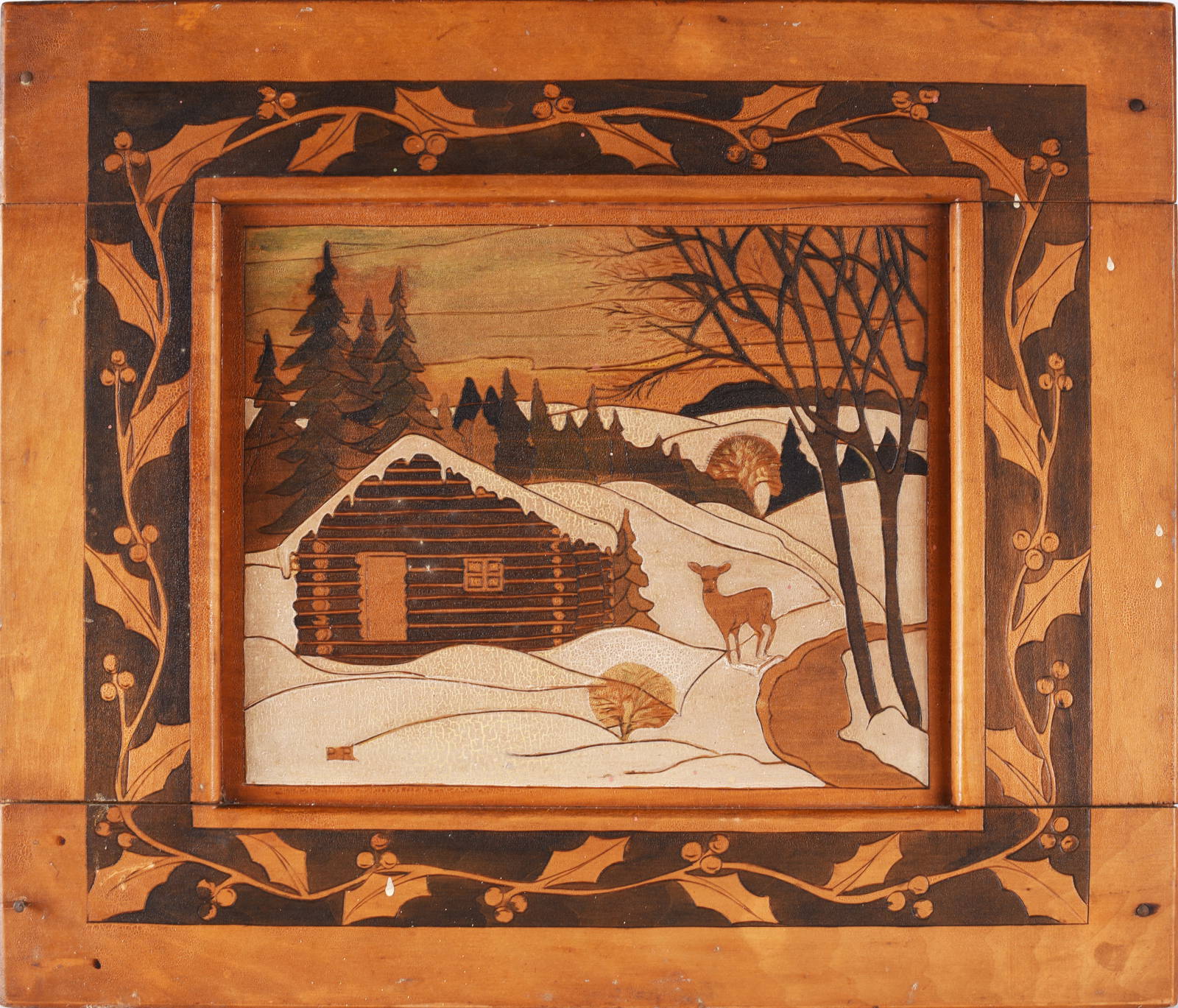 Adirondack Wood Etched Painting Auction