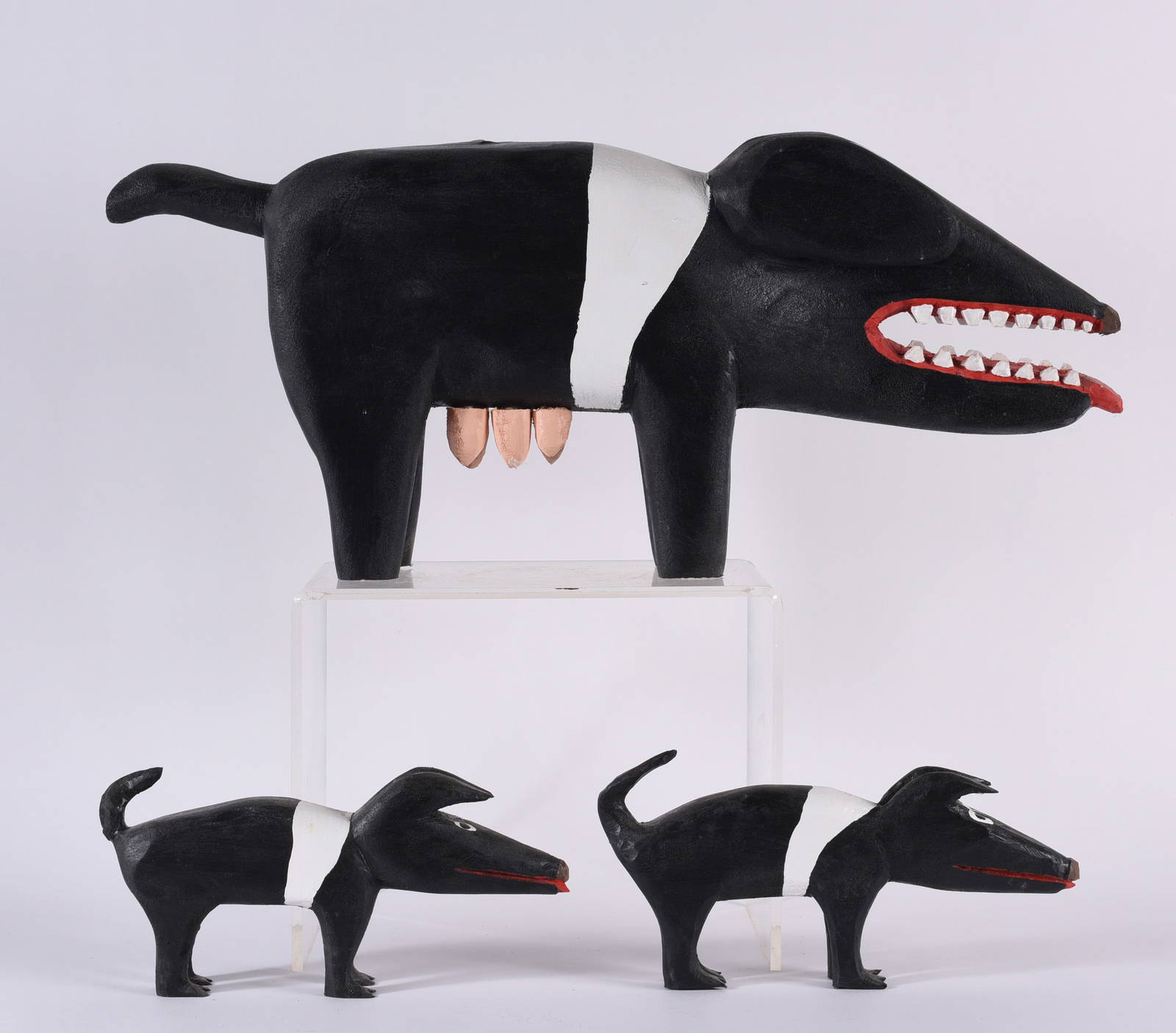 Minnie Adkins Folk Art Carved Pig Family Auction