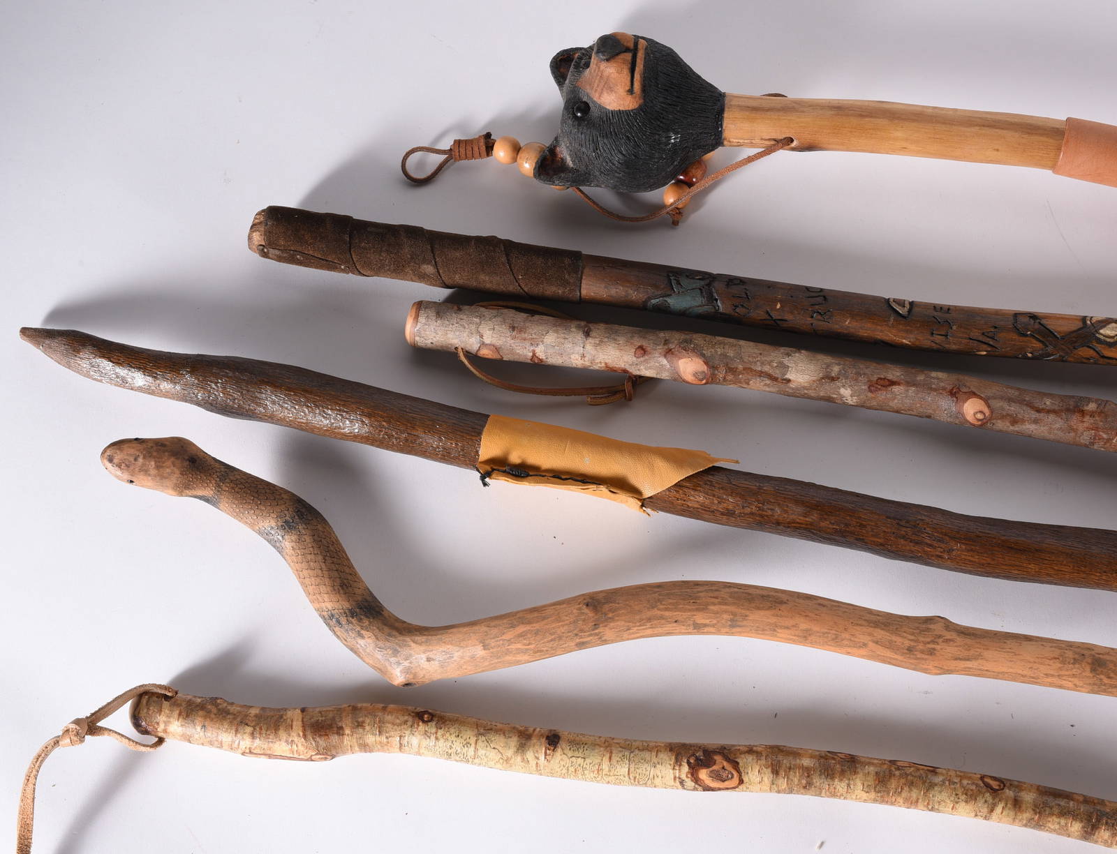 Folk Art Carved Walking Sticks (6) Auction