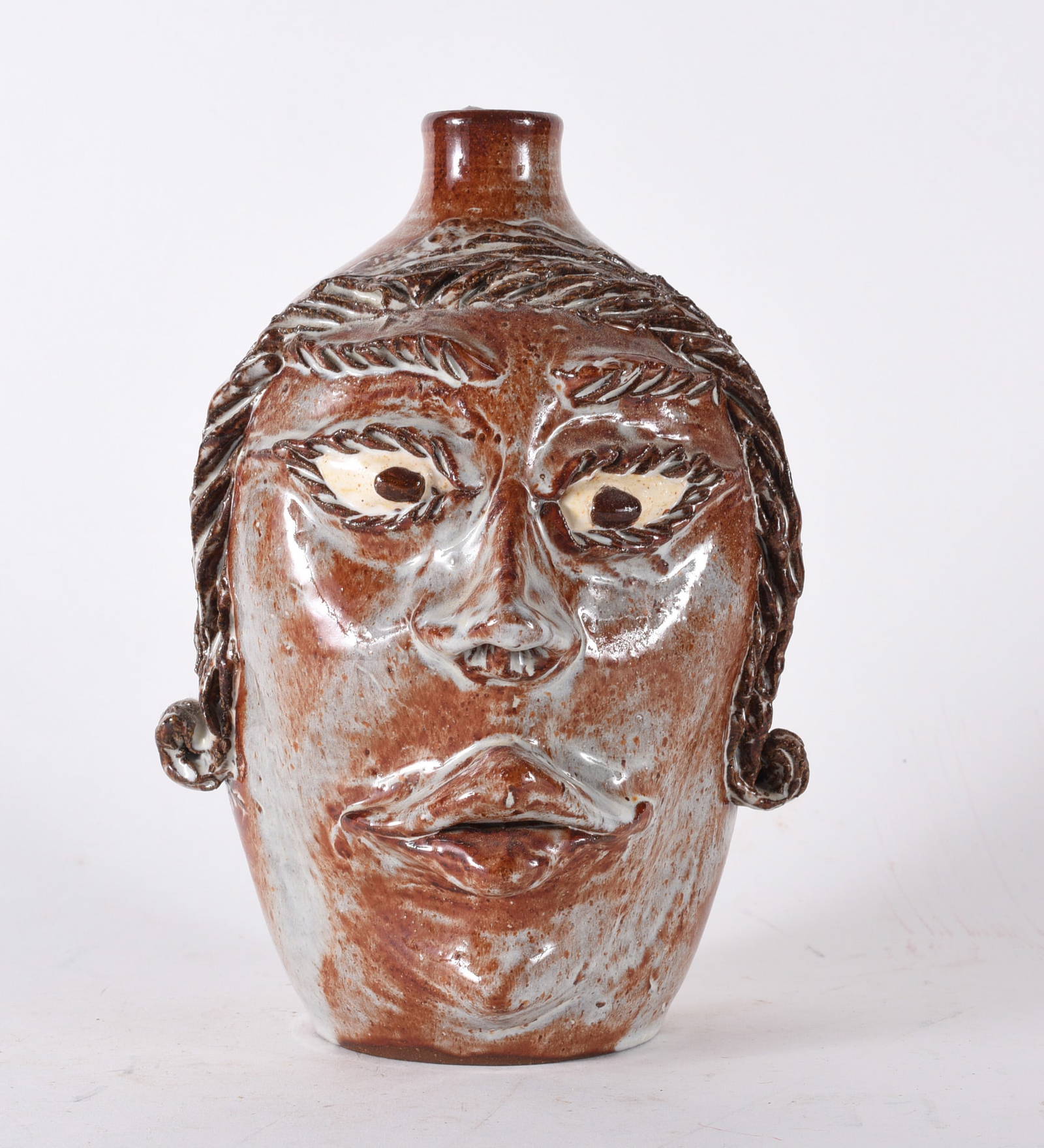 Gf Cole Pottery Face Jug - Jul 26, 2025 | Ledbetter Folk Art Auction In Nc