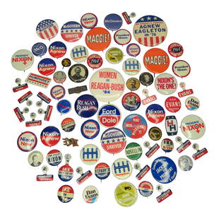 Selection Of Vintage Political Campaign Buttons Pins