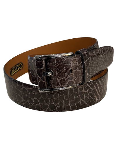 Zilli, France, Men's Belt, Crocodile, Handmade, Gray