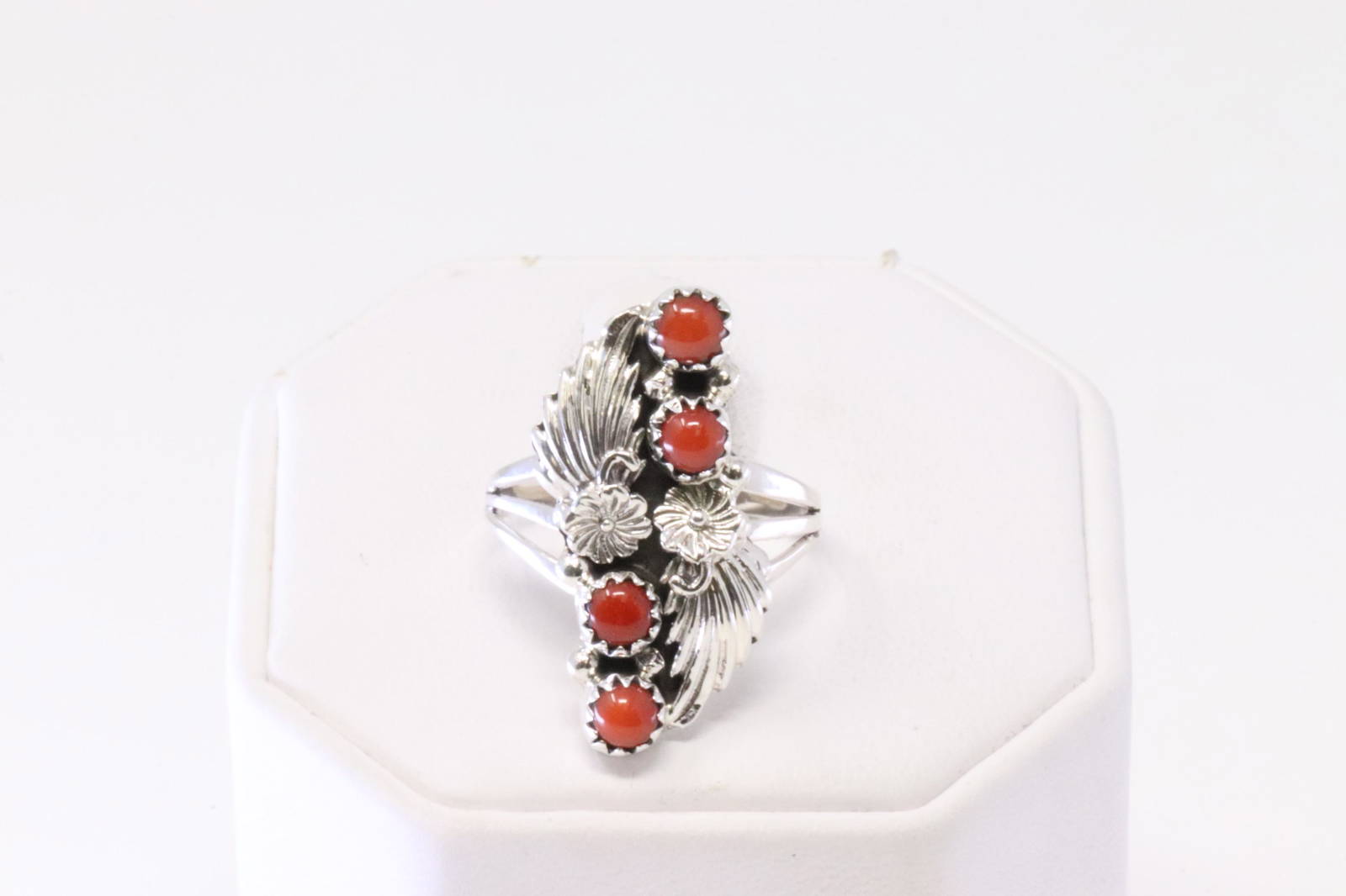 Native American Navajo Sterling Silver Coral Ring By Alice R.sanders ...