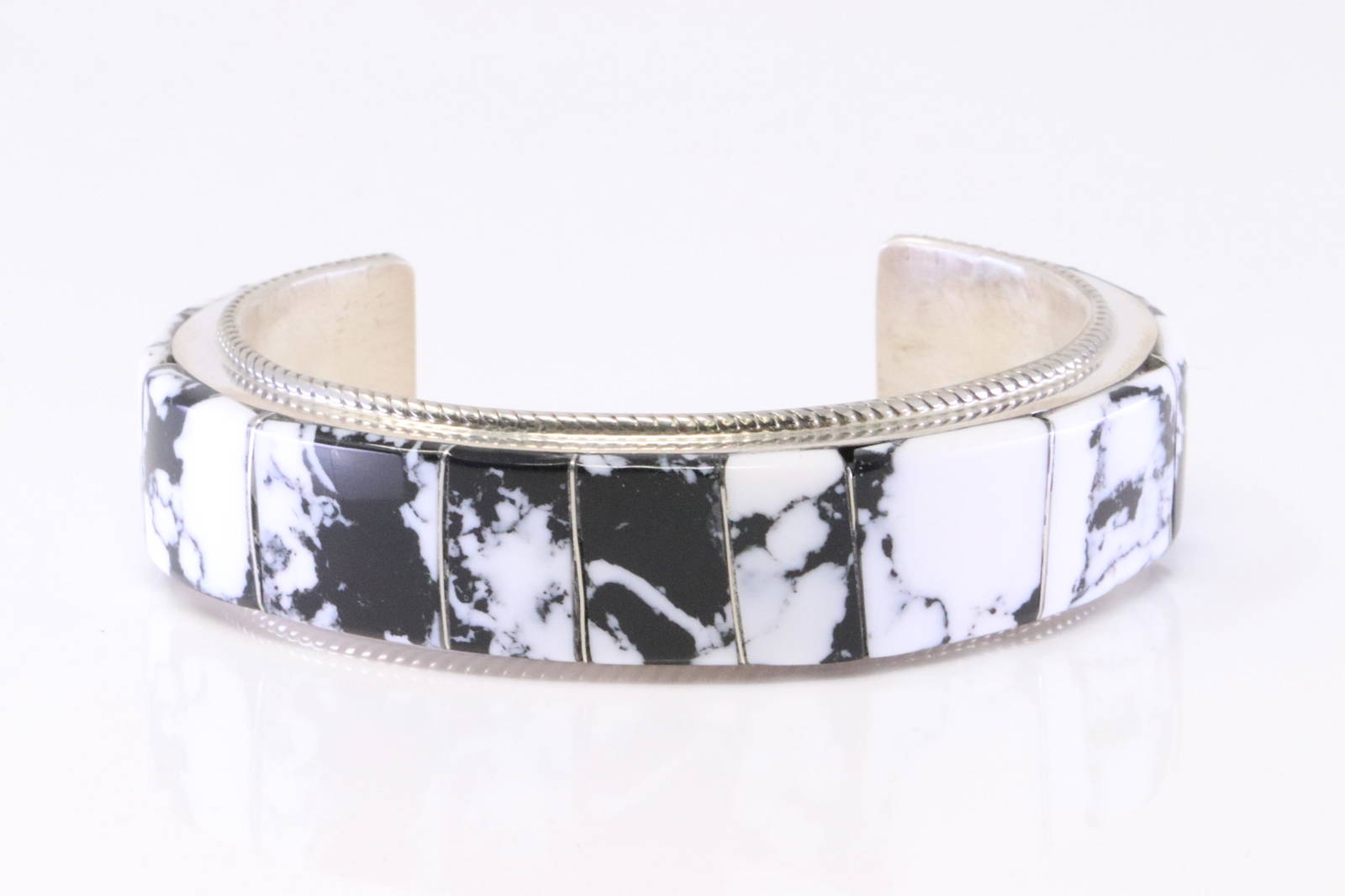 Native America Navajo Sterling Silver White Stone Bracelet By A.n. Auction