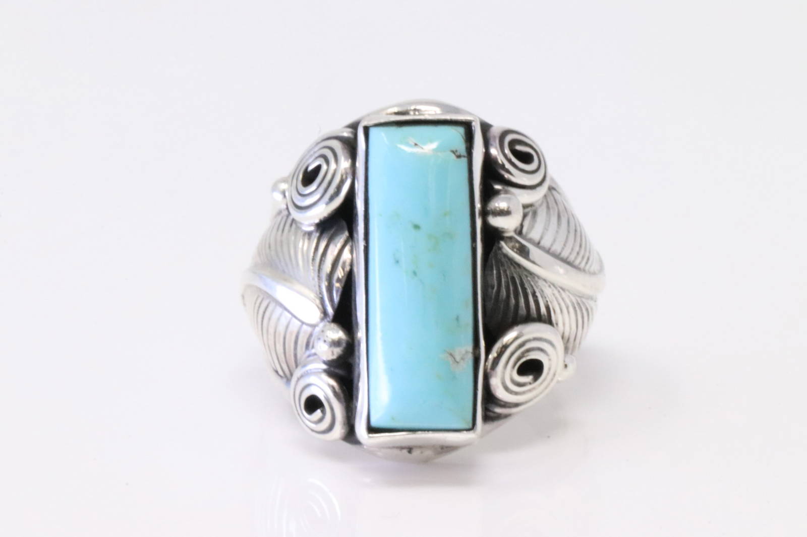 Native America Navajo Sterling Silver Turquoise Ring By Darrell Morgan ...