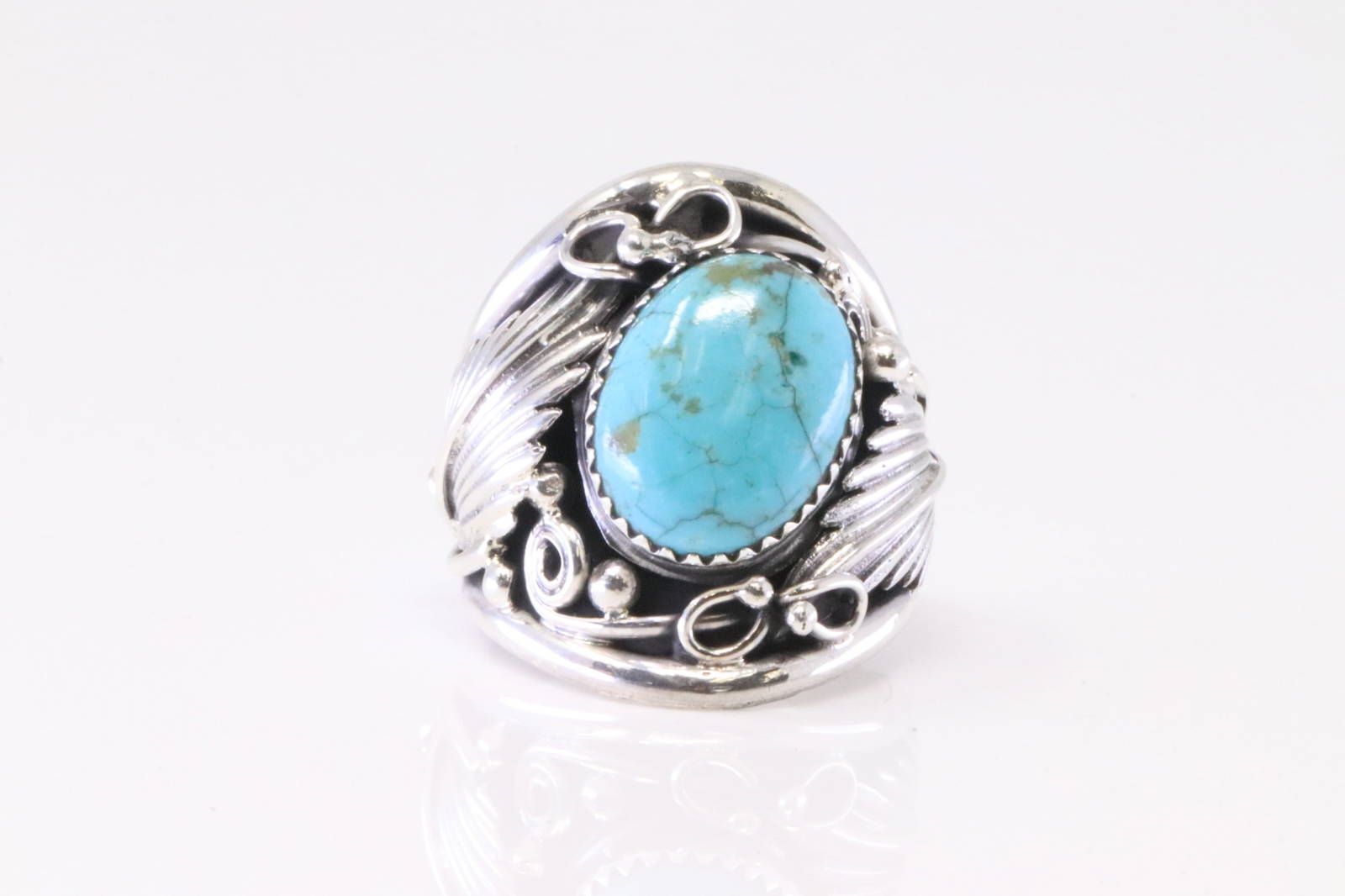 Native America Navajo Sterling Silver Turquoise Ring By Jeanette ...