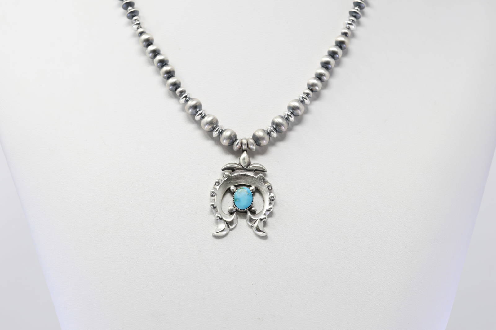 Native America Navajo Sterling Silver Turquoise Naja Necklace By ...