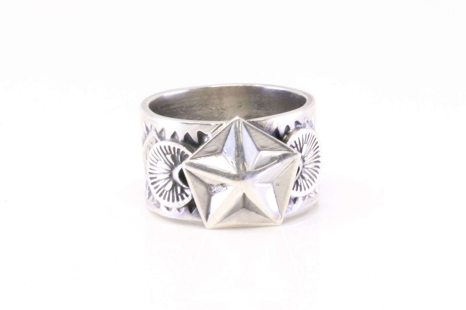 Native America Navajo Sterling Silver Stamped Star Ring By Sunshine ...