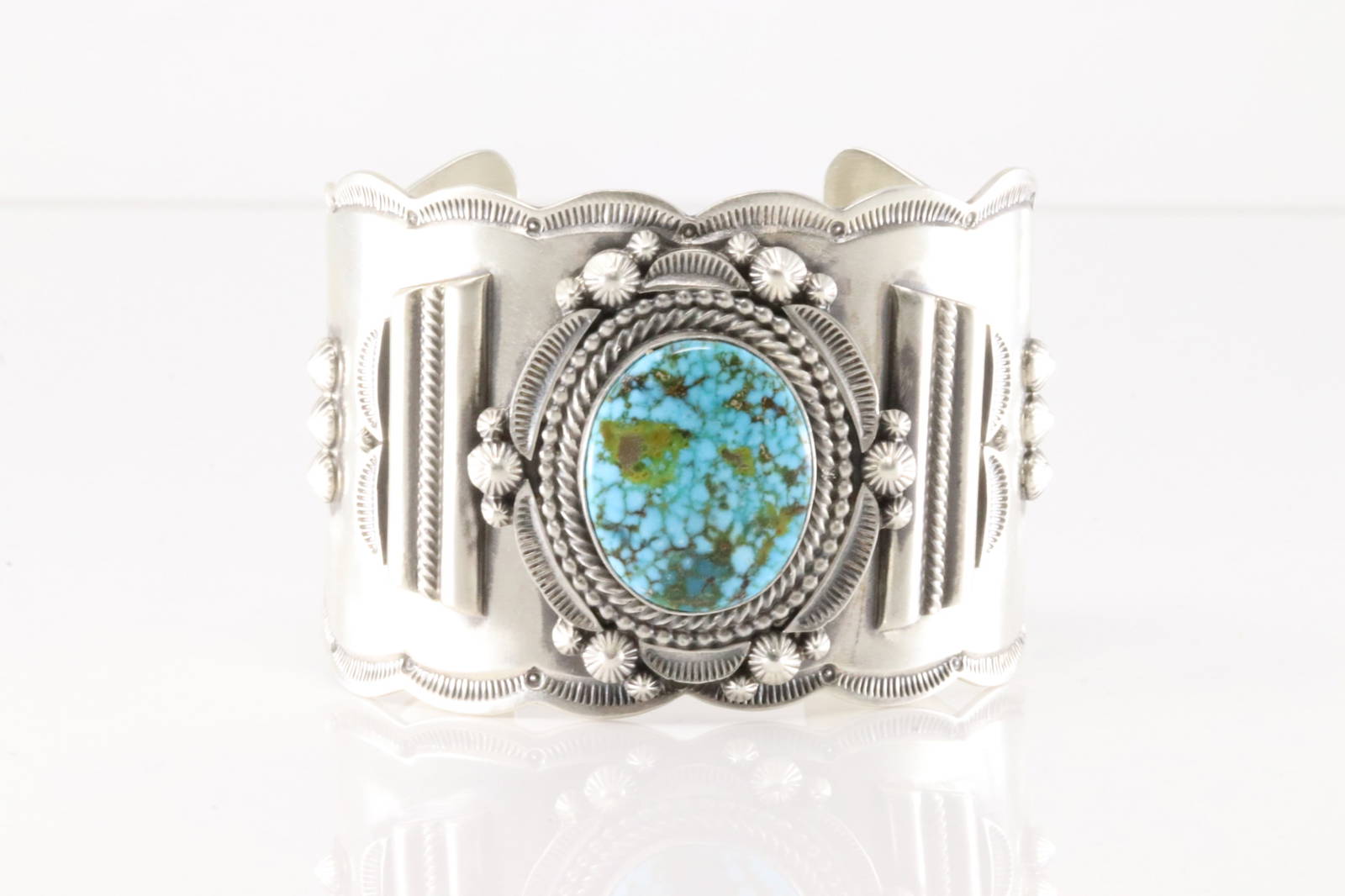 Native America Navajo Sterling Silver Kingman Turquoise Bracelet Cuff ...