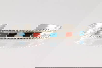 Carol Niiha Zuni Sterling Silver Multi Inlay Pendant