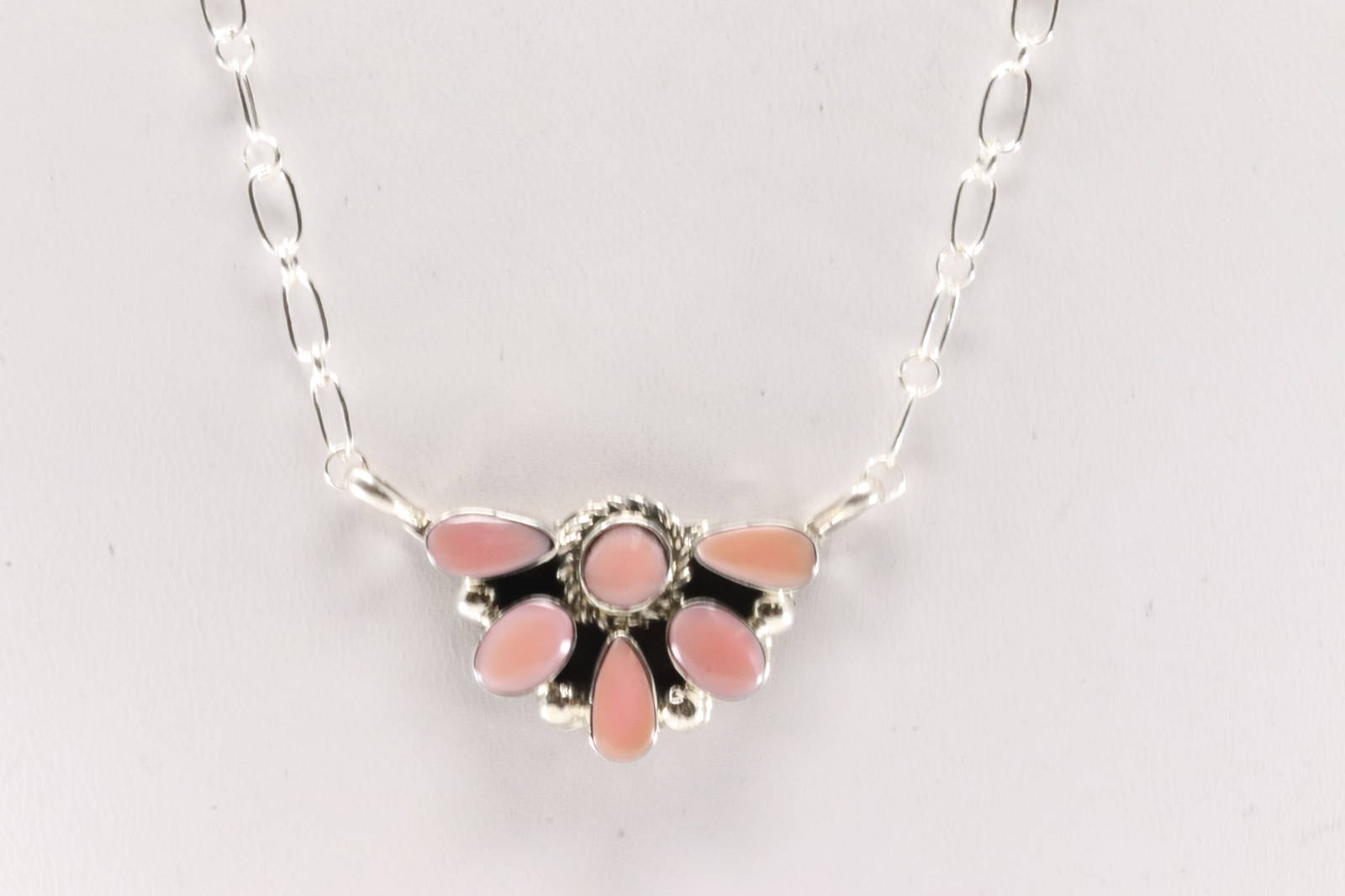 Native America Navajo Sterling Silver Pink Conch Shell Necklace By ...
